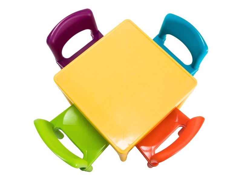 Kids Plastic 1 Table & 4 Chairs Set, 4 Colors | Eco-Friendly Baby ...